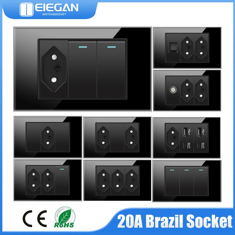 Brazil-Standard-118-72mm-Type-C-Usb-Wall-Outlet-Glass-Panel-AC-110V ...