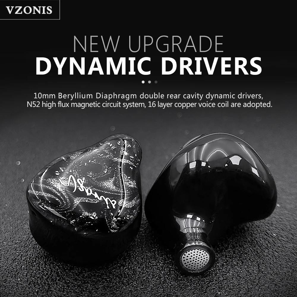 Vzonis Resin 3D printed 10MM Dual dynamic Driver HiFi iem in ear ...