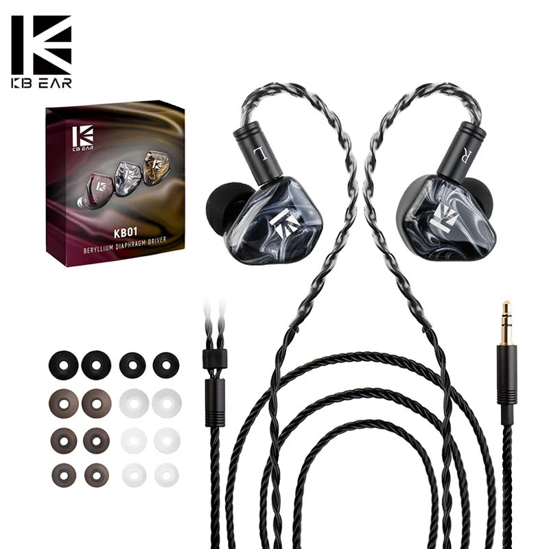 KBEAR KB01 Beryllium Diaphragm Dynamic Drvier Earbuds Headphones Noise Cancelling Earphones In ...