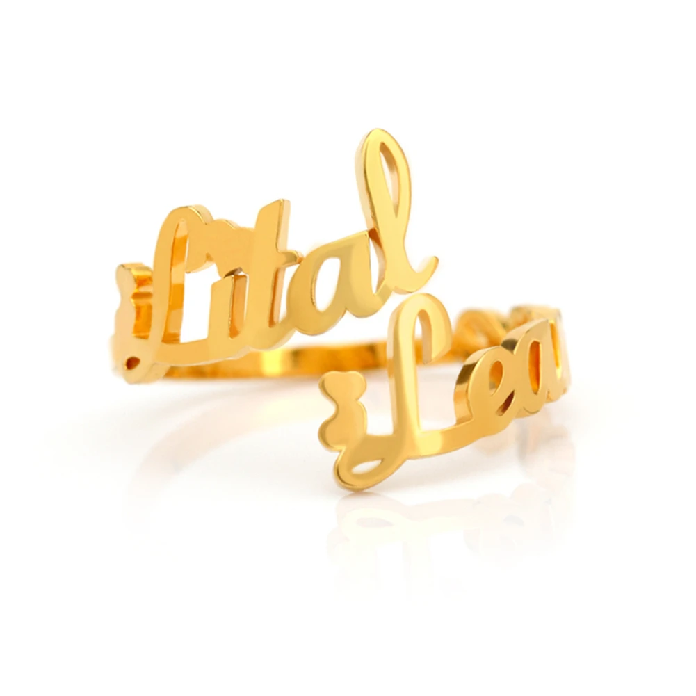 YHLISO Custom Family Double Names Ring Stainless Steel Personalized ...