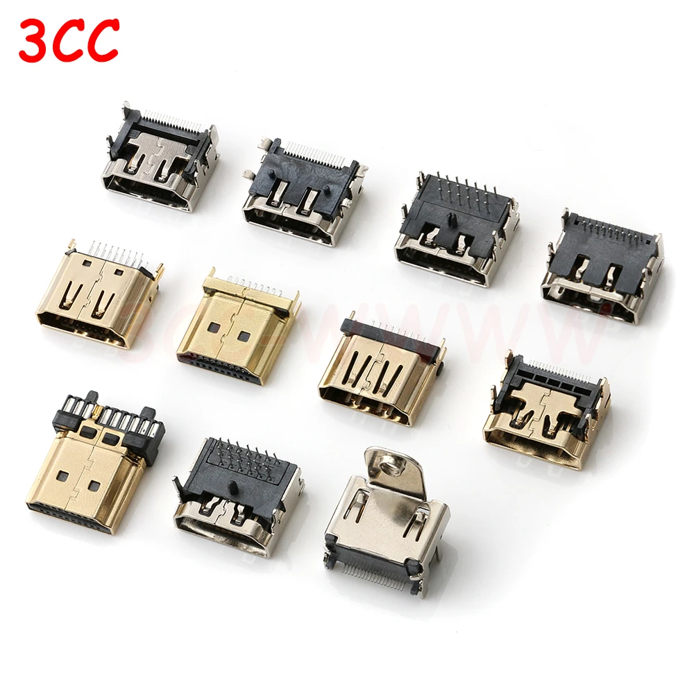 5 pces hdmi hd conector de interface smd 19 pinos 19 p 20p vertical ...