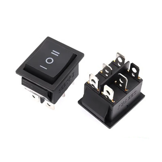 1PCS KCD4 Black Rocker Switch Power Switch ON-OFF-ON 3 Position 6 Pins ...