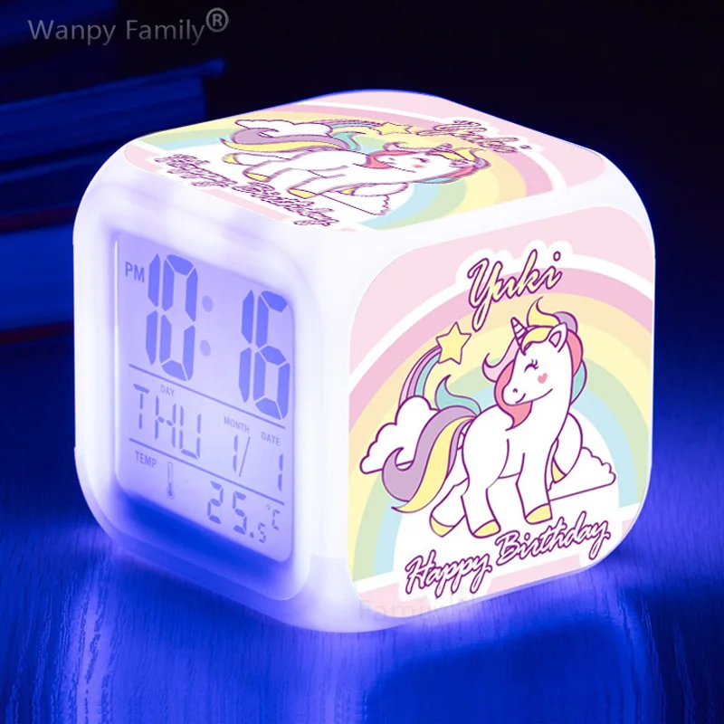 Cute-Cartoon-Unicorn-Alarm-Clocks-7Color-Glowing-Multifunction-Small-Night-Lights-Desk-Clock ...