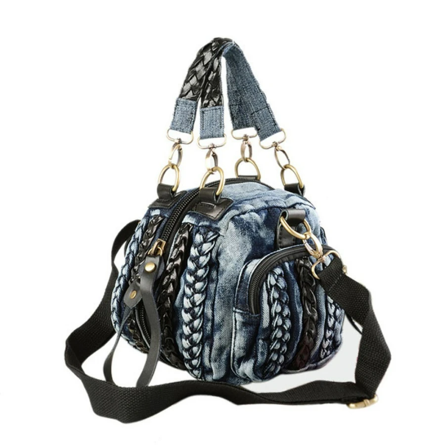 New-in-Small-Washed-Denim-Weave-Bag-Mini-Women-Jeans-Tote-Shoulder-Bag ...