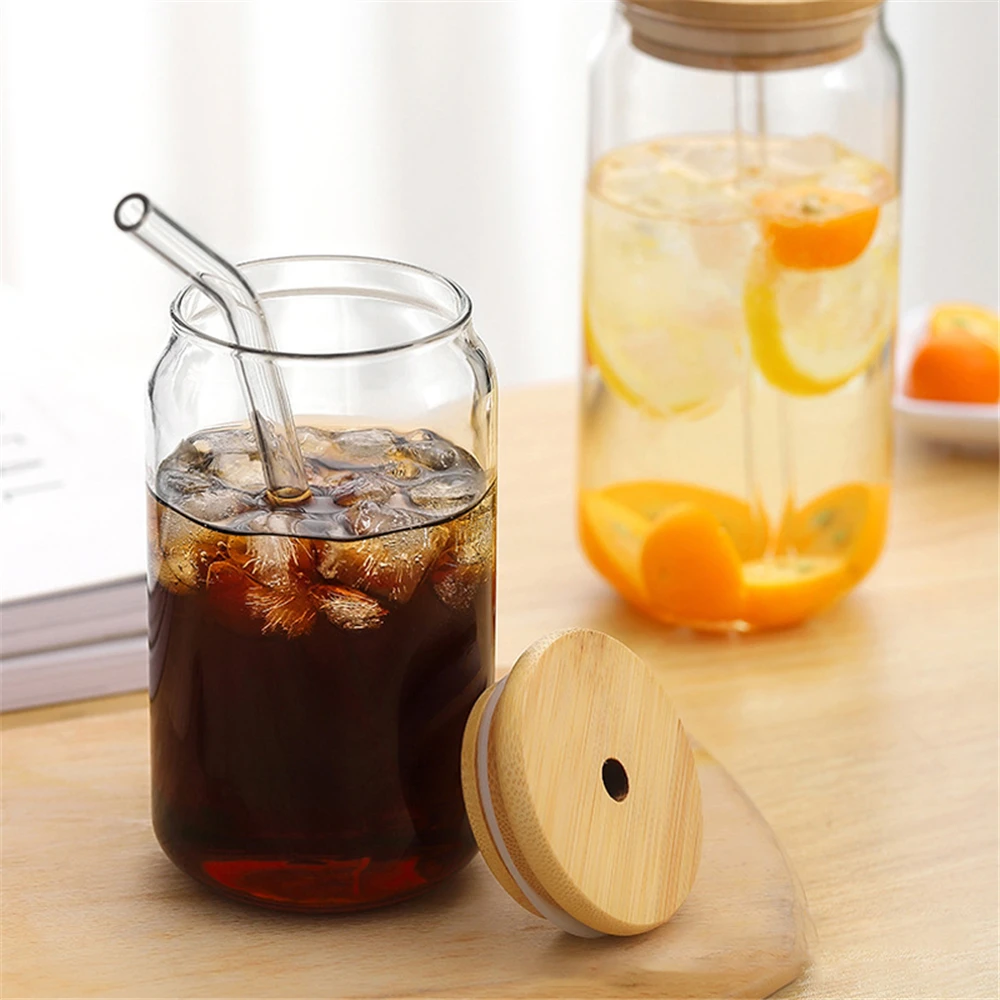 550ml-400ml-Glass-Cup-With-Lid-and-Straw-Transparent-Bubble-Tea-Cup ...