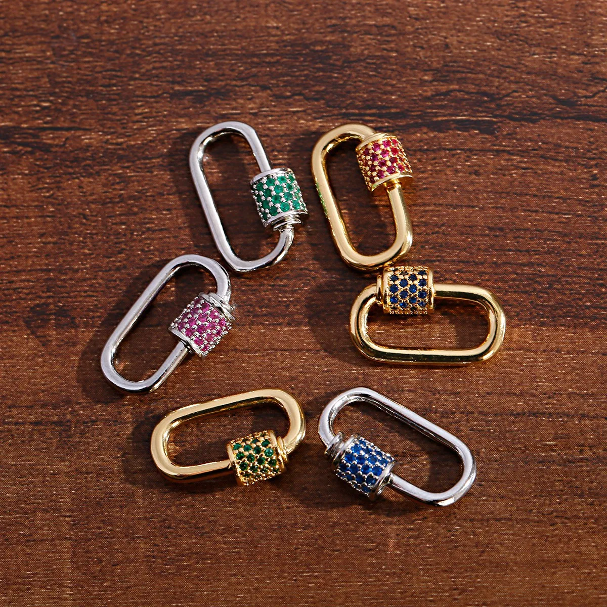 Classic-Copper-Penant-Clasps-Accessories-Micro-Zircon-Carabiner-Screw ...