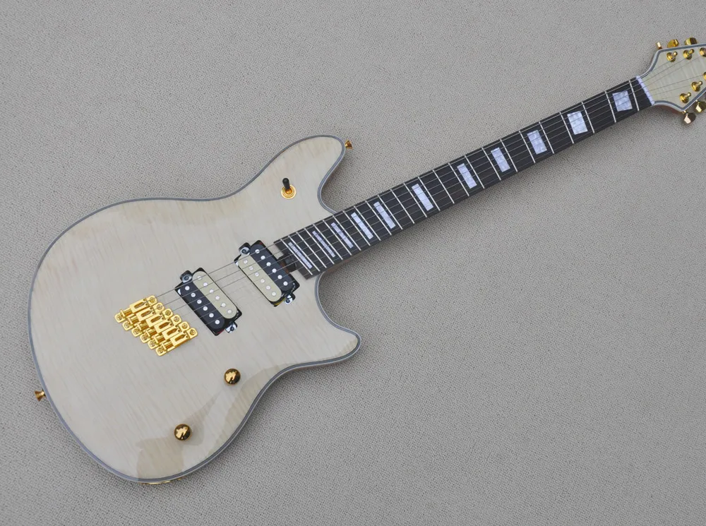 Natural-Wood-Color-Electric-Guitar-with-2H-Pickups-Gold-Hardware-Fanned ...