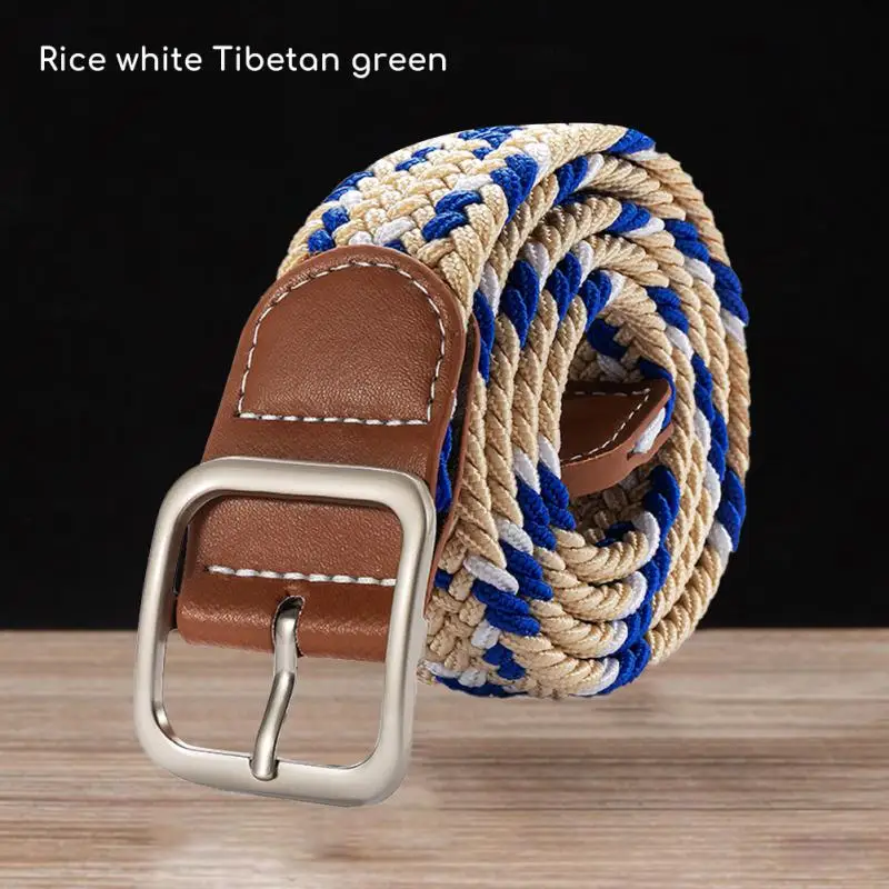 Female-Casual-Knitted-Pin-Buckle-Men-Belt-Woven-Canvas-Elastic ...