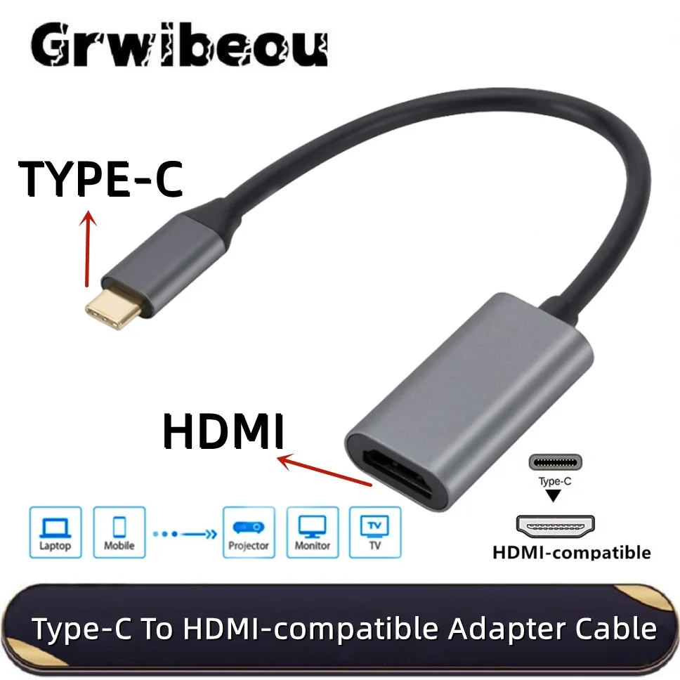 GRWIBEOU USB C To HDMI-Compatible Adapter Cable Type-C USB 3.1 To HDMI ...