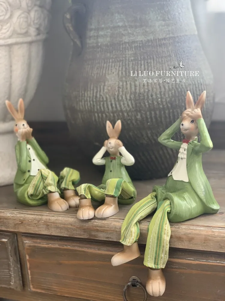 3pcs-set-Resin-Crafts-Pastoral-Cute-Rabbit-Home-Garden-Decoration ...