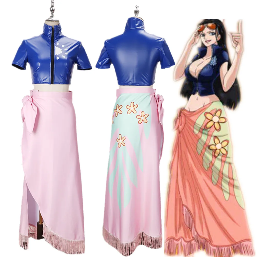 Anime One Piece Cosplay Costume Nico Robin Pirate Hunter Women Dress ...