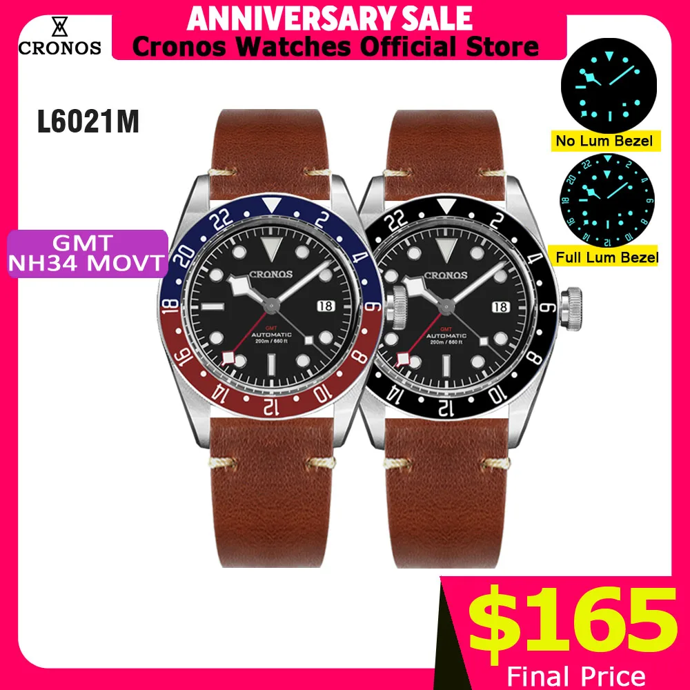Cronos BB GMT Men Watch Automatic NH34 Coke Ceramic Bezel Bi ...