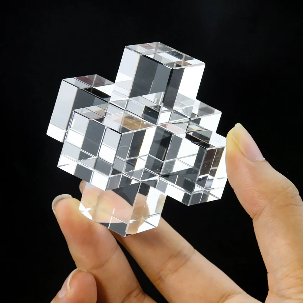 Stereoscopic-Effect-Clear-Crystal-Glass-Cross-Cube-Sun-Catcher-Faceted ...