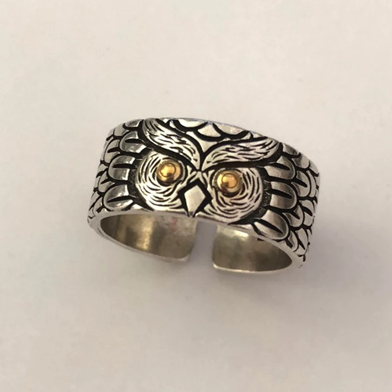 Fashion-Retro-Men-s-Owl-Ring-Trendy-Personality-Wild-Opening-Adjustable ...