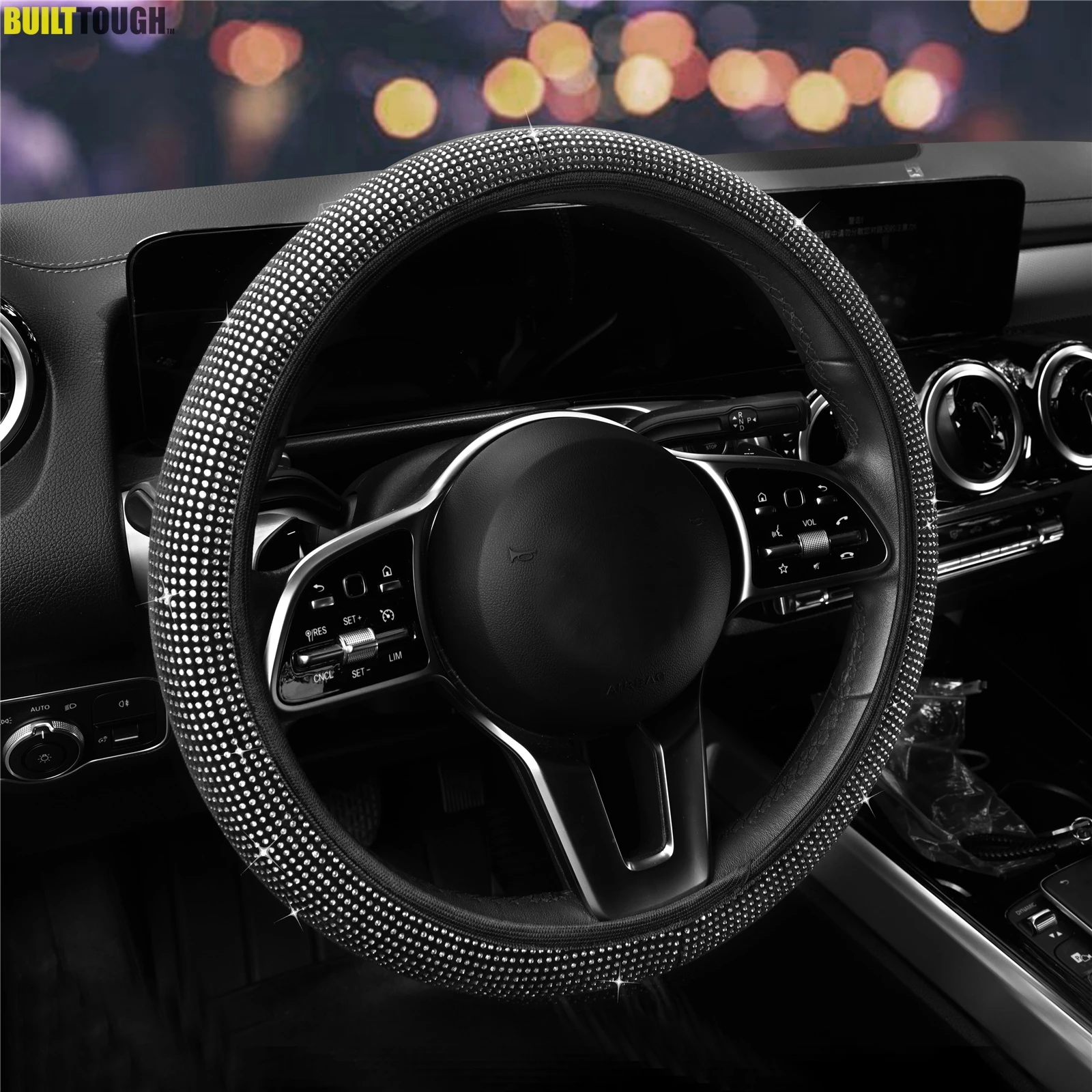 Universal Sparkling Car Steering Wheel Cover Glitter Diamond Bling ...