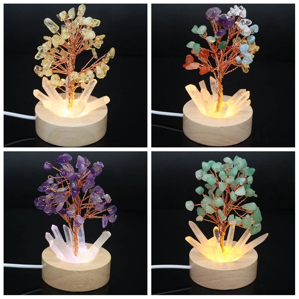 Natural-Gemstone-Crystal-Lucky-Tree-With-Wooden-Stand-Reiki-Chakra ...
