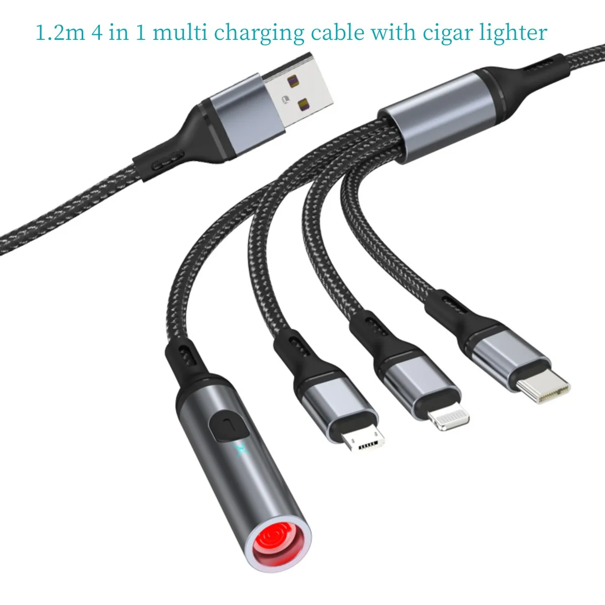 Multi Charging Cable 4 in 1 Universal Multiple Fast Charging Cord Multi ...