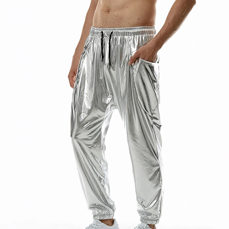 Men-s-Metallic-Disco-Shiny-Joggers-Drawstring-Elastic-Waist-Sequin ...