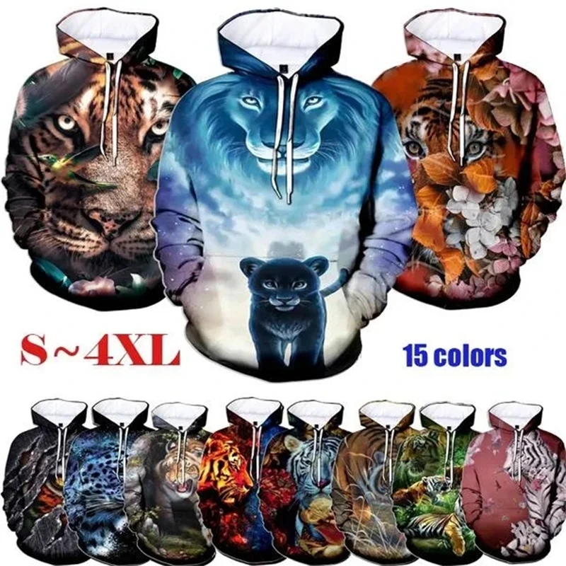 New-Fashion-Casual-3D-Printing-Lion-Tiger-Animal-Hoodies-Men-s-Trend ...