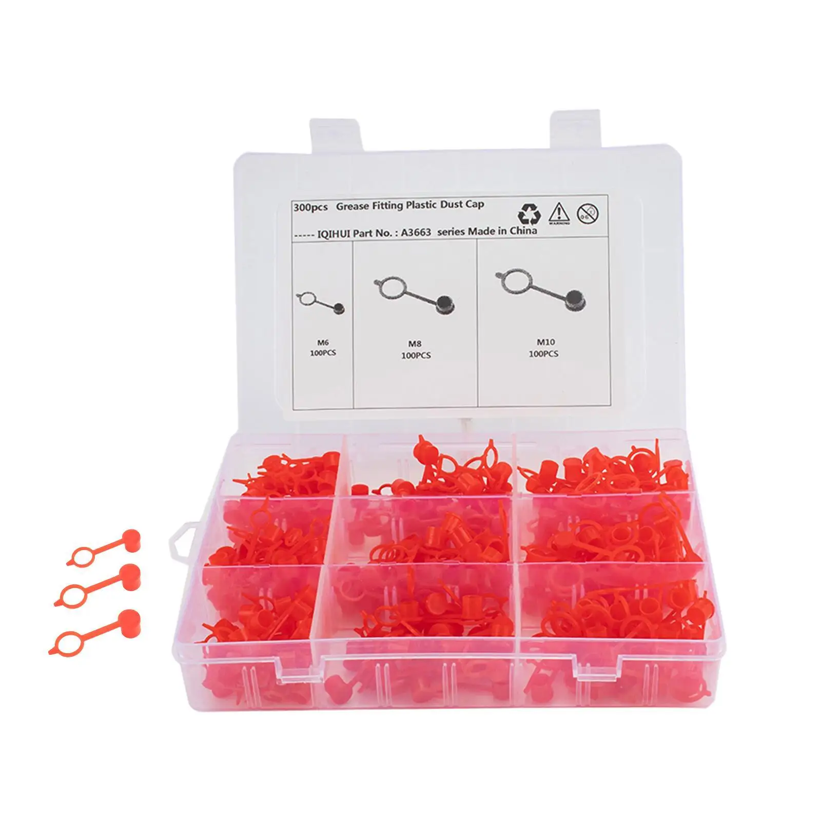 300 Pieces Grease Fitting Caps M6 M8 M10 with Keeper Replacement Nozzle ...