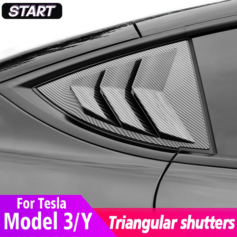 For Tesla 2016-2022 Model 3 Model Y Car Carbon Fiber Rear Triangular ...