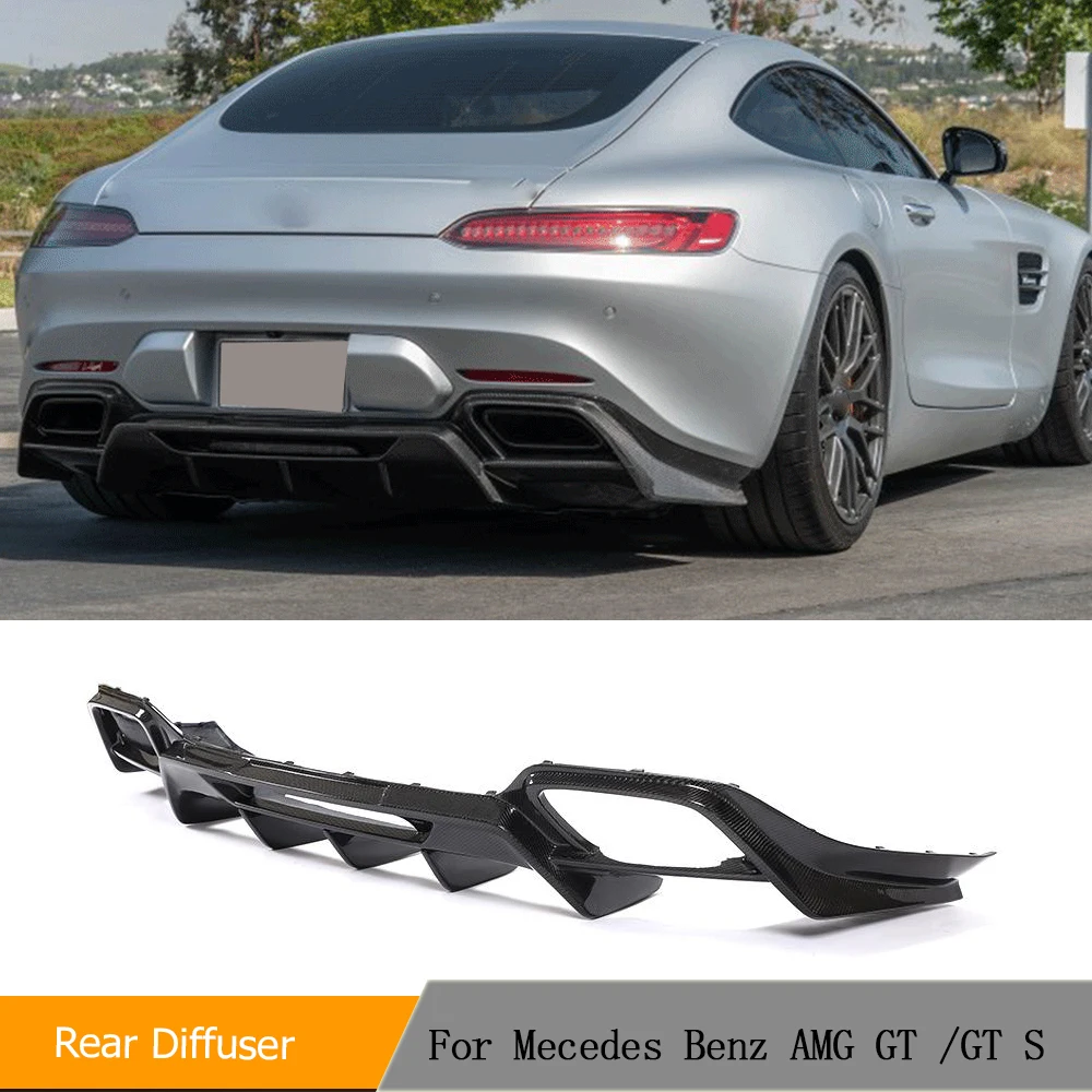 Car Rear Bumper Diffuser Lip Carbon Fiber Spoiler For Mecedes Benz AMG ...