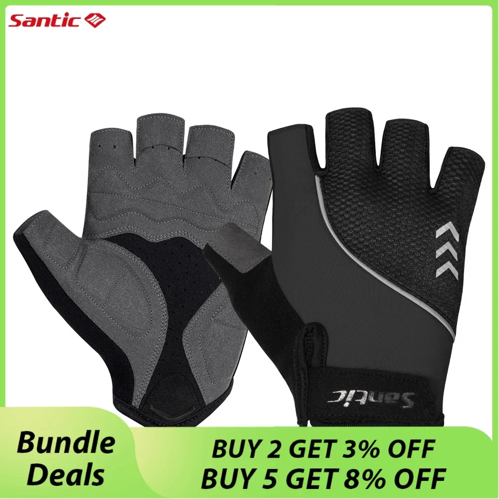 Santic-Cycling-Gloves-Half-Finger-Breathable-Mesh-Road-Bike-Anti ...