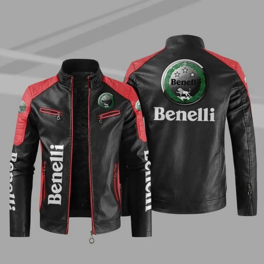 Benelli motorcycle PU Leather Jacket Patchwork Biker Jackets Casual ...