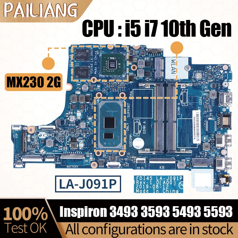 For-DellInspiron-3493-3593-5493-5593-Notebook-Mainboard-Laptop-LA-J091P ...