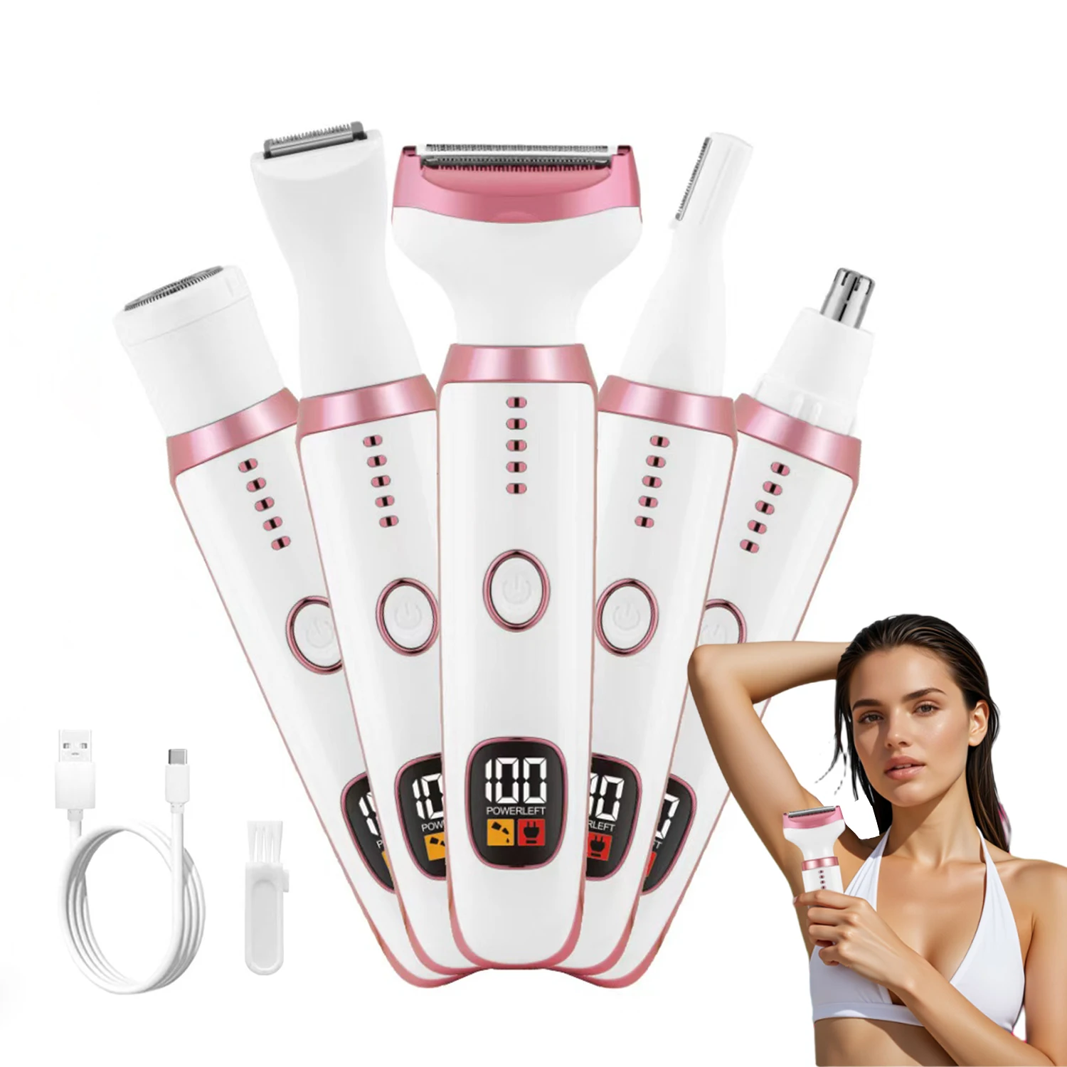 Electric Razors for Women 5 In 1 Hair Removal Bikini Trimmer Face ...
