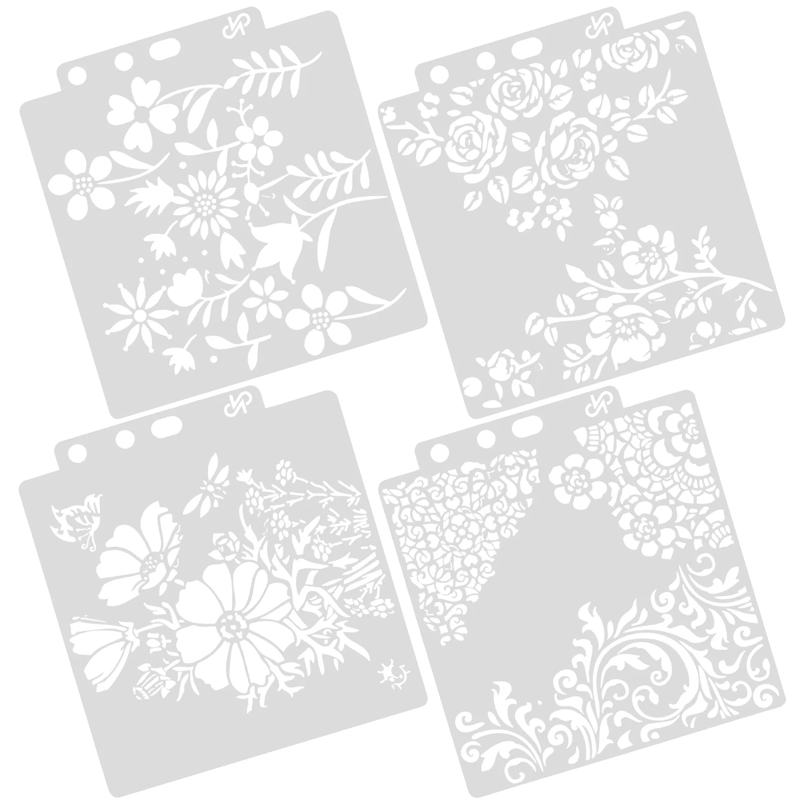 4 Pcs Pre Drawn Floral Stencil Template For Painting Decorative Craft ...