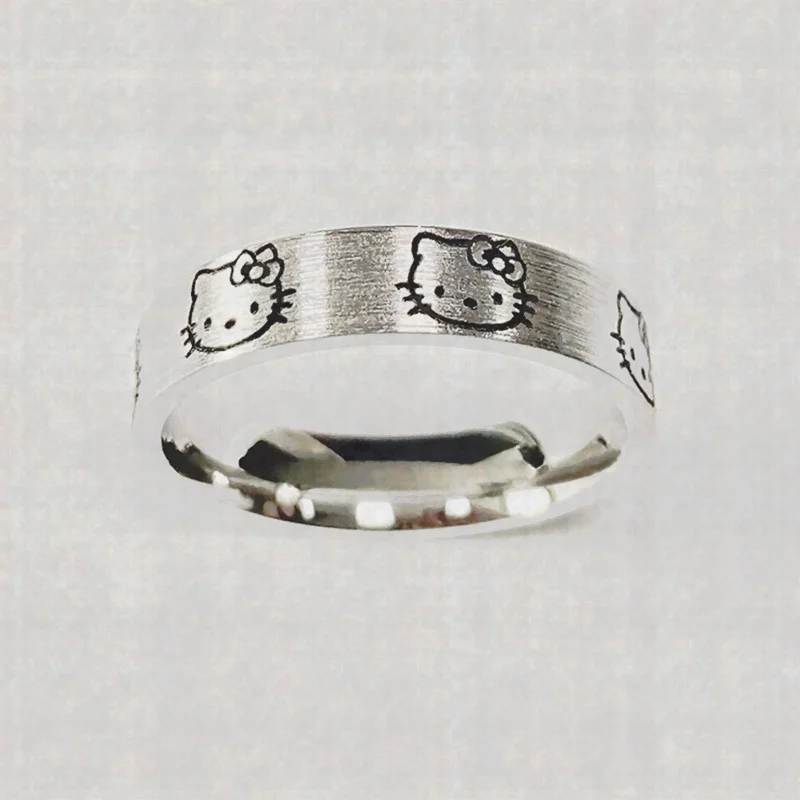 New Arrivals Kawaii Hello Kitty Couple Ring Sanrio Necklace Cartoon ...