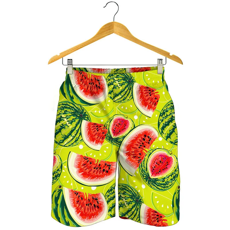 Aloha Tropical Watermelon 3d Print Beach Shorts For Men Summer Cartoon ...