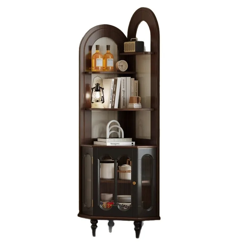 American retro solid wood living room corner cabinet triangular cabinet ...