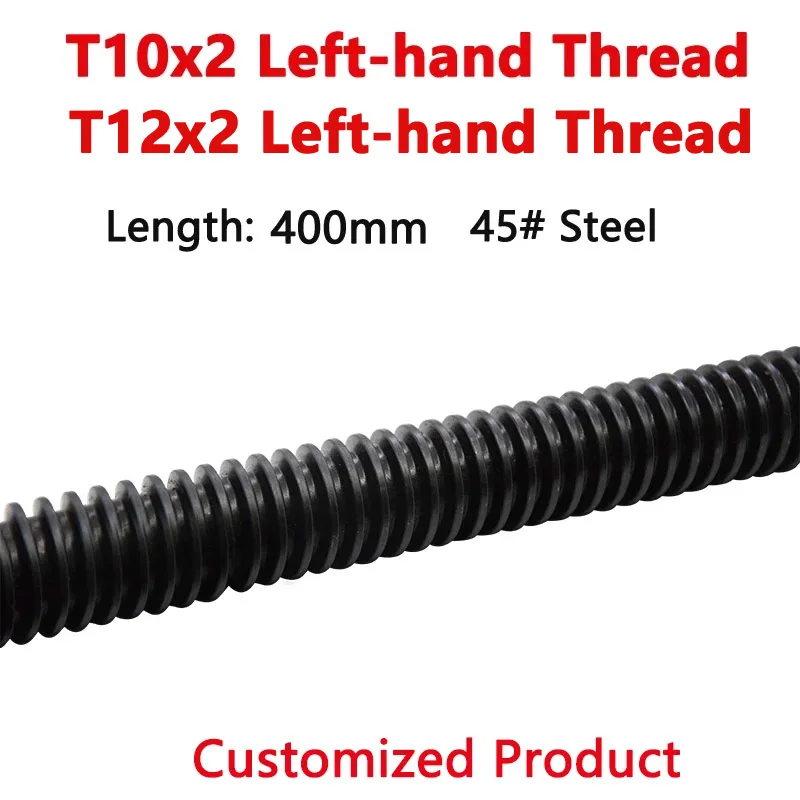 1pc-T10-T12-Lead-Screw-Trapezoidal-Rod-Pitch-2mm-Length-400mm-45-Steel ...