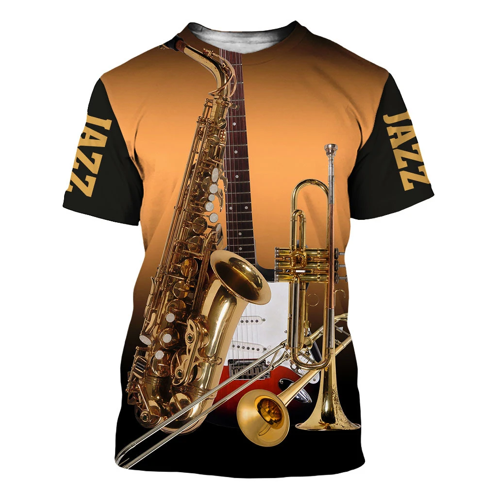 Saxophone-Guitar-T-shirts-Musical-Instrument-3D-Print-Men-Women ...