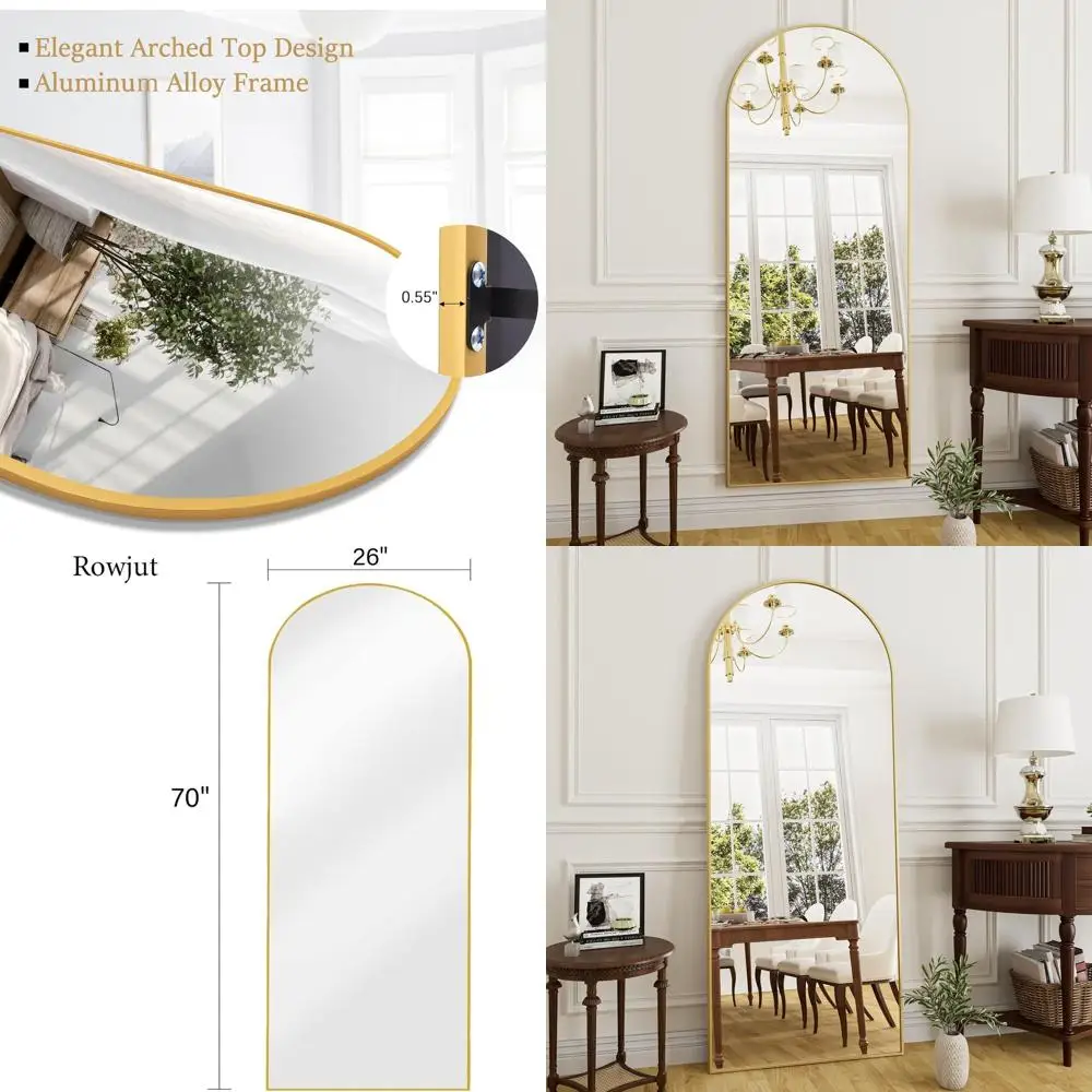 Arched Floor Mirror, 71x26 Full-Length, Freestanding & Wall-Mountable ...