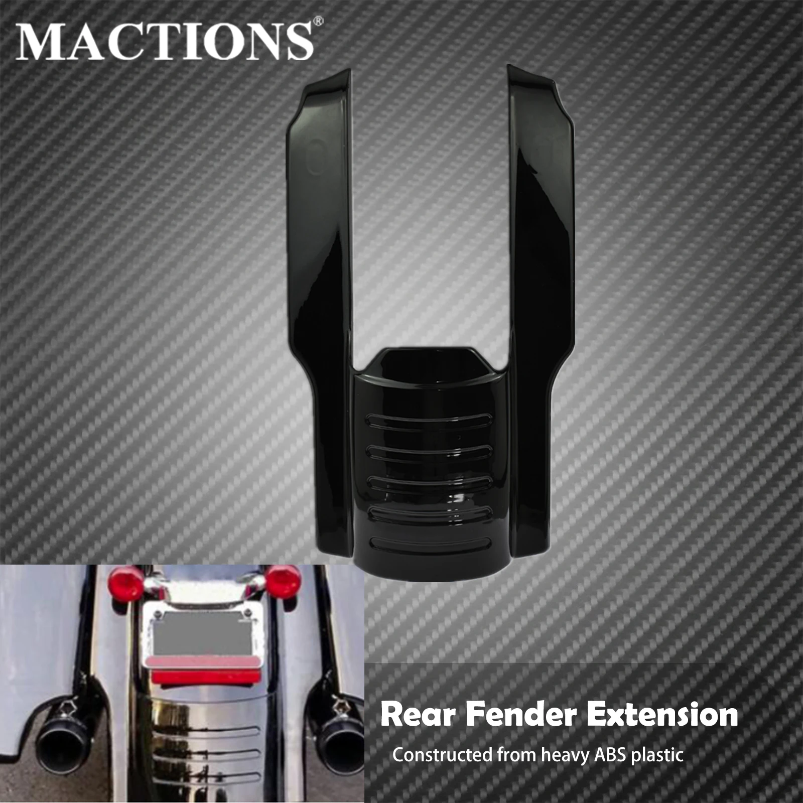 Motorcycle-Rear-Fender-Extension-Stretched-Bag-Fillers-Black-For-Harley ...