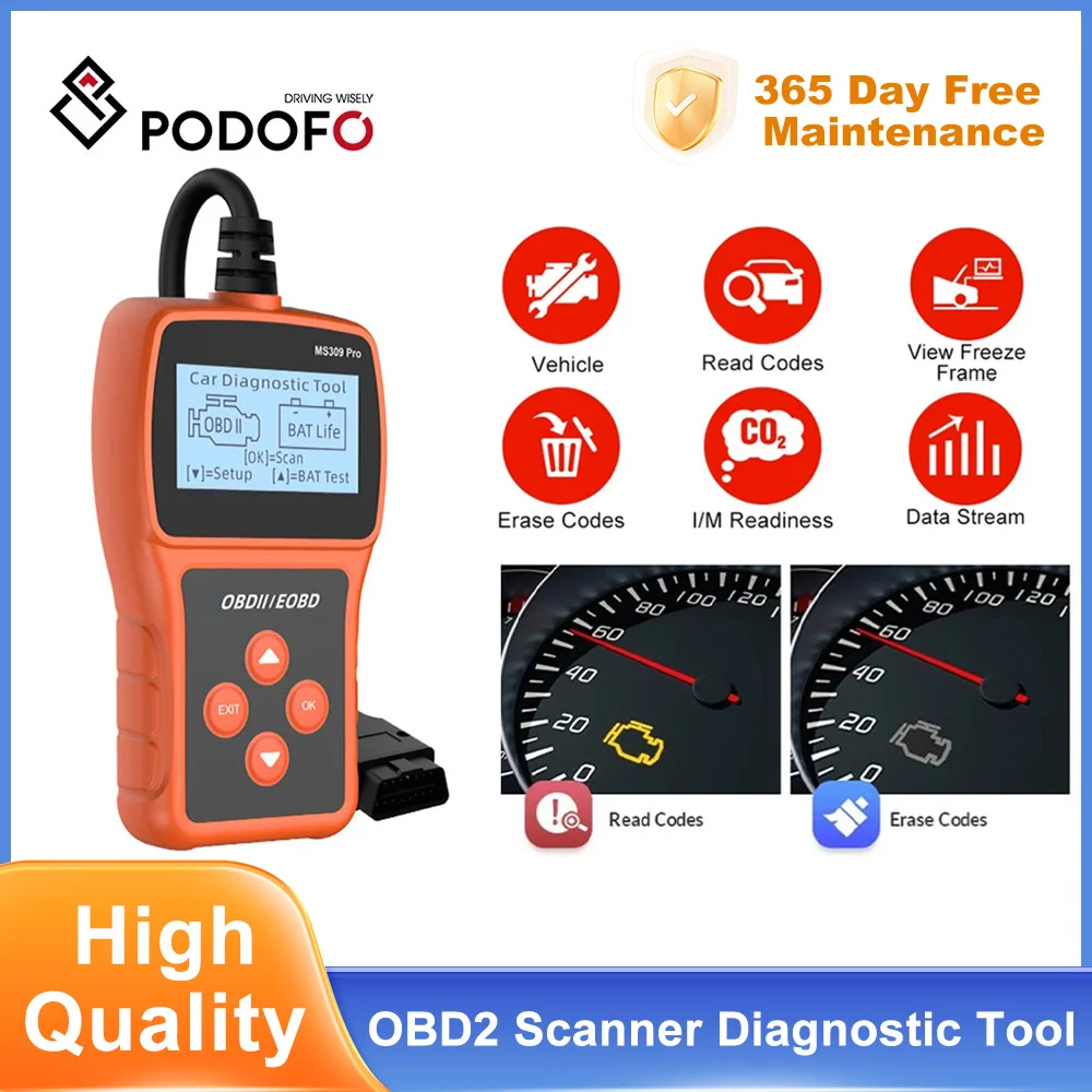 Podofo-OBD2-Scanner-Diagnostic-Tool-MS309Pro-Car-Battery-Tester-Code ...