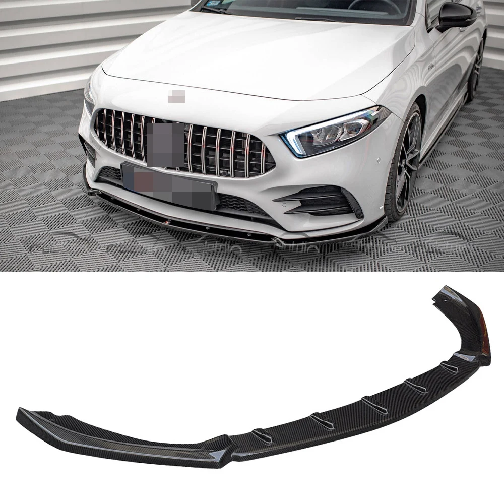 Real-Carbon-Fiber-Front-Bumper-Lip-For-Mercedes-Benz-W177-A35-MAX-V4 ...