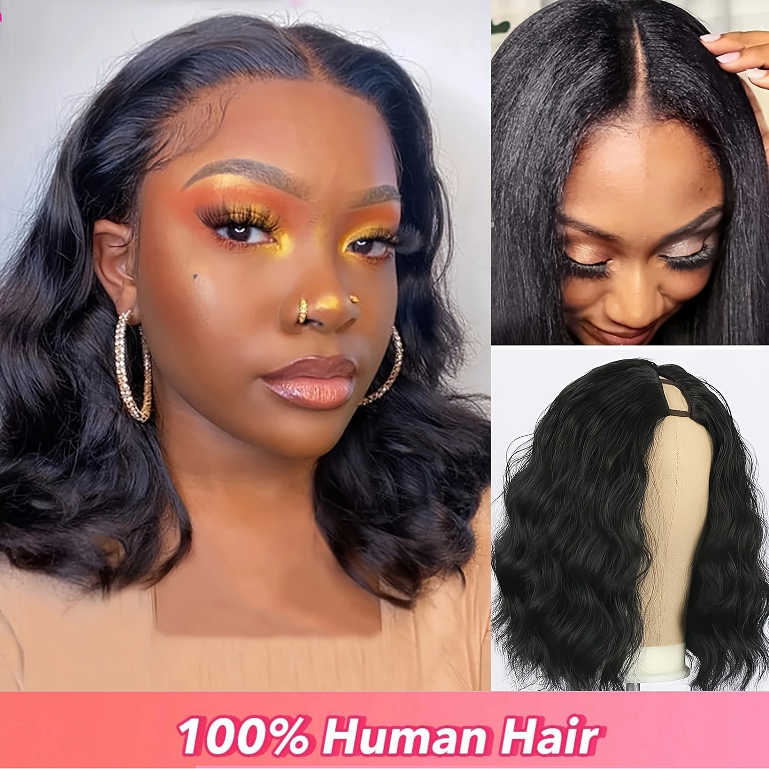 Natural-Black-Body-Wave-Bob-peruca-para-mulheres-100-perucas-de-cabelo ...