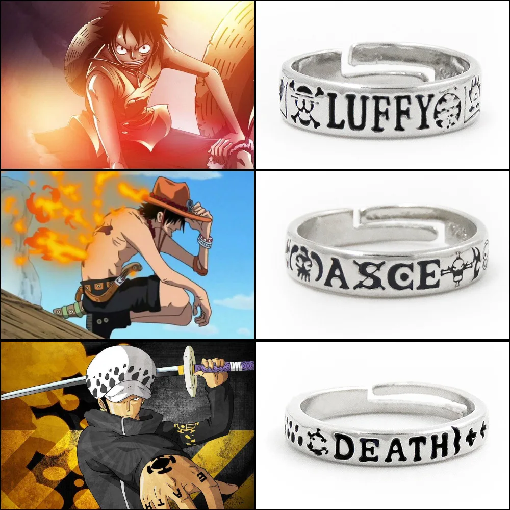 One Piece Luffy Rings Trafalgar D Water Law Portgas D Ace Anime Figure ...