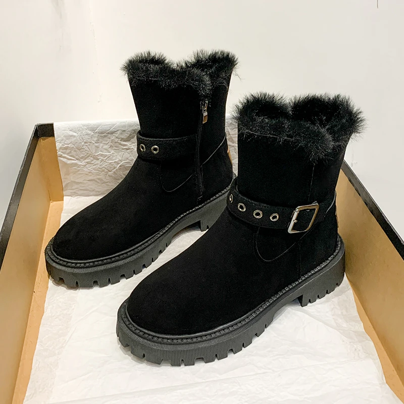 Botas británicas de nieve y viento para mujer, zapatos de algodón ...