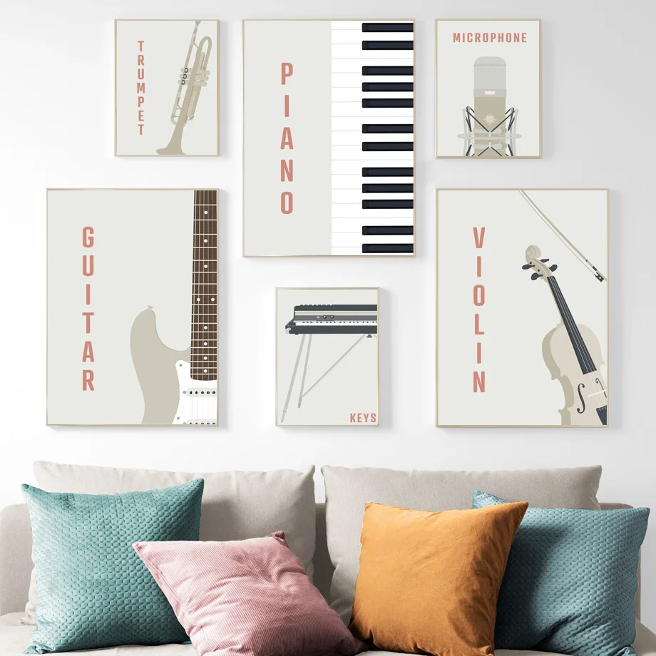 Retro-Musical-Instrument-Posters-Print-Piano-Guitar-Violin-Music ...