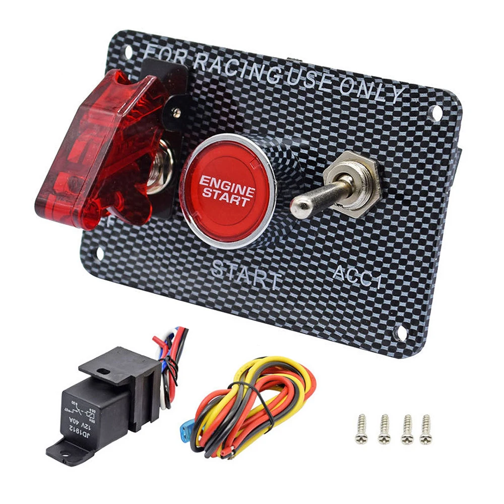 12V Racing LED Toggle Ignition Switch Panel Engine Start Button Set ...