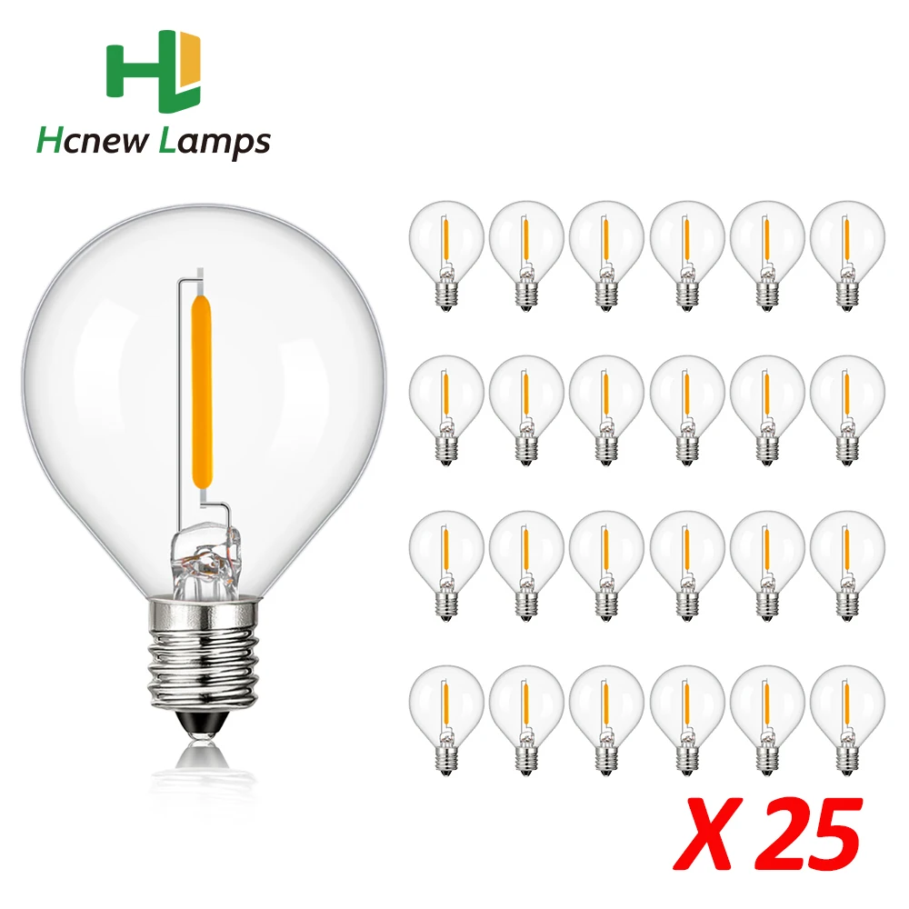 25PCS-Vintage-E12-LED-Filament-Bulbs-Lamp-G40-1W-Edison-LED-Light-Bulbs ...