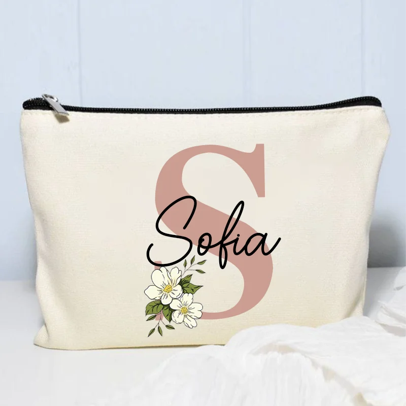 Name-Makeup-Bag-Floral-Letter-Wedding-Bridesmaid-Gift-Travel-Cosmetic-Organizer-Canvas-Custom ...