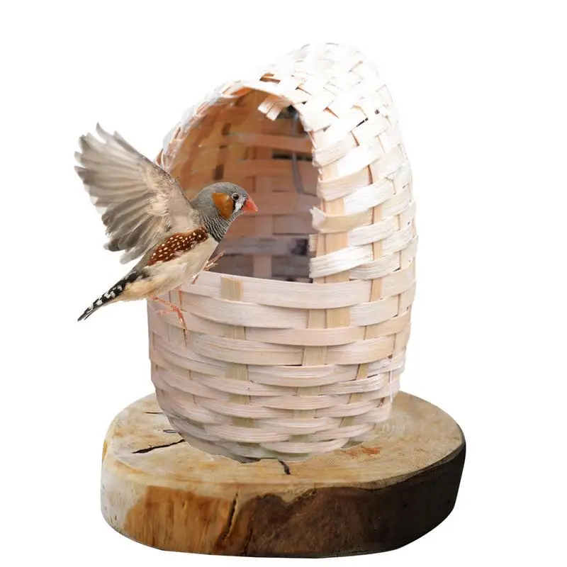 Hand Made Natural Bamboo Bird House Parrot Finch Hideout Cage Toy ...