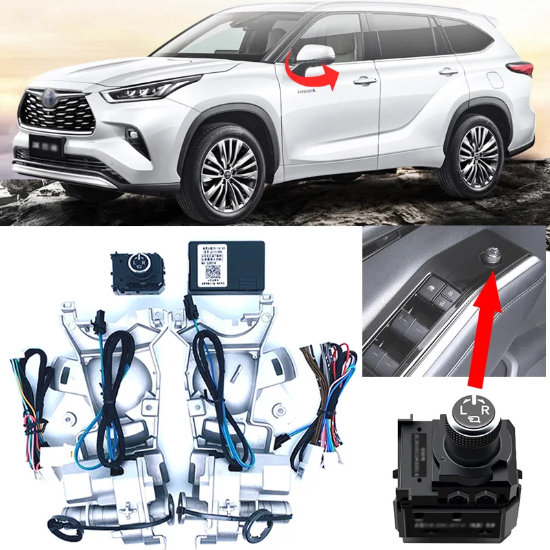 Rearview Mirror Folding Switch with led For Toyota Highlander 2021 2022 ...