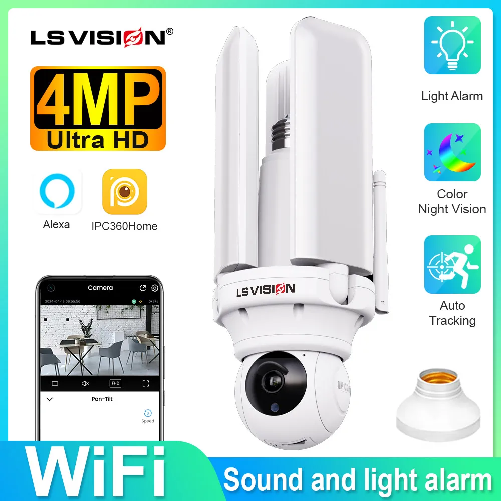 LS-VISION-Wifi-Surveillance-Camera-Bulb-30W-Fan-Light-360-Ptz-Video-2k ...